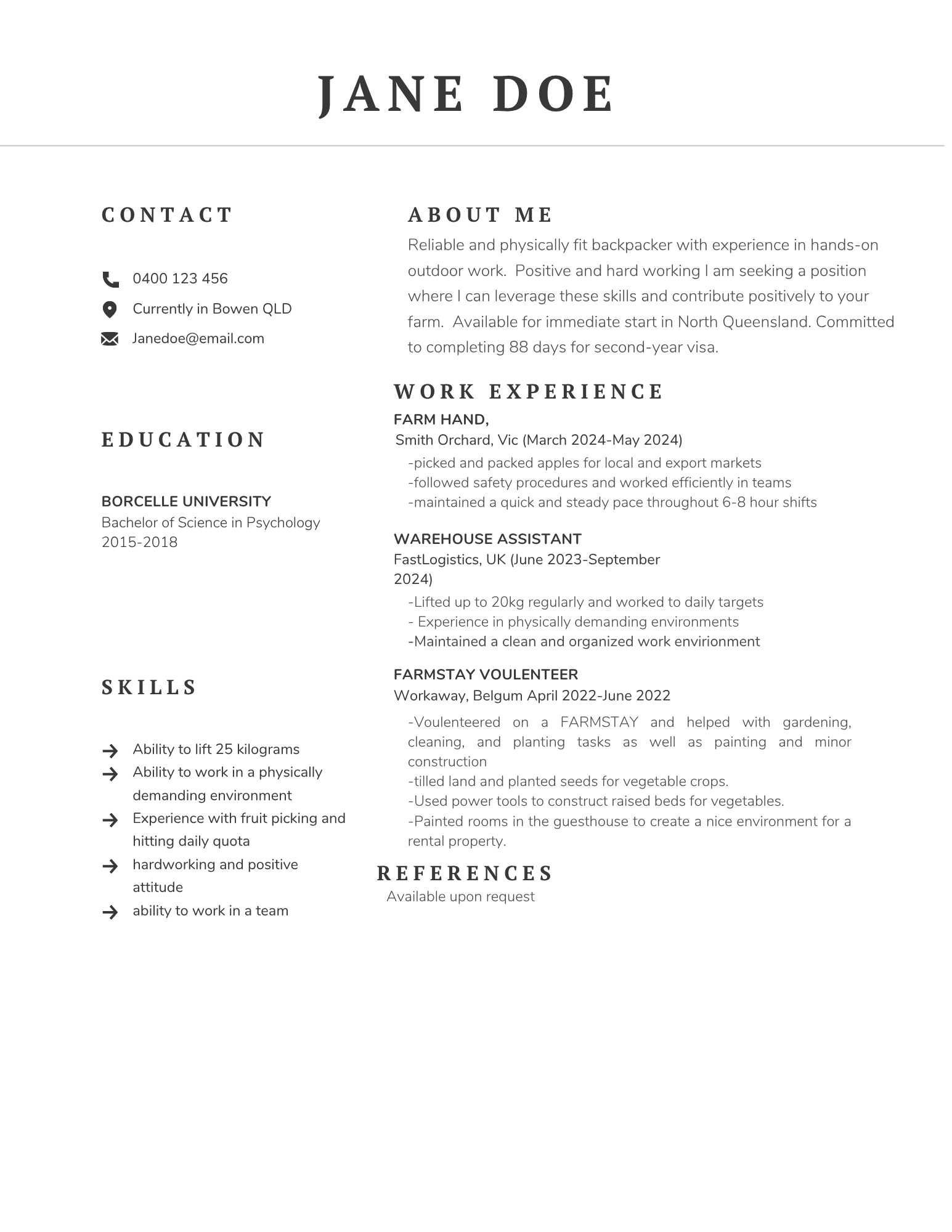How to Write an Australian Resume (CV) as a Backpacker on a Working ...